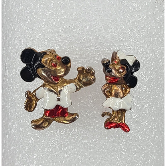 Unbranded | Jewelry | Vintage Mickey Minnie Mouse Gold Tone Enamel Pin ...